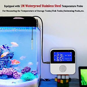 WiFi Temperature Humidity Monitor: Digital Thermometer Hygrometer with Brightness Sensor, Backlit Screen, Buzzer Alarm & App Alerts, Smart Temperature Humidity Sensor Compatible with Alexa