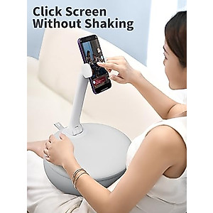 SAIJI Cell Phone Pillow Holder for Bed, Adjustable Angle Height Phone Pillow Stand for Watching Video On Bed/Sofa/Lap, Fit for 4.7"-7.0" Cell Phones(Grey)