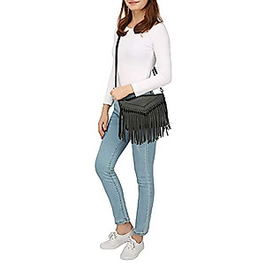 HDE Women's PU Leather Hobo Fringe Crossbody Tassel Purse Vintage Small Handbag