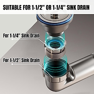 Expandable Flexible 1 1/2" or 1 1/4" Pipe kit for Double Kitchen Sink, All-In-One-Drain Kit for Double Bowl Sinks, Space saving, Suitable for Kitchen, Bathroom, Restroom