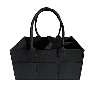 ANTUREBAY Baby Diaper Caddy Organizer: Portable Holder Bag for Changing Table and Car, Nursery Essentials Storage bins gifts for Baby Shower, Newborn Registry -Large（Black）