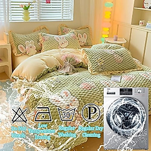 XHCTNN Milk Fleece Sheets King Size - Extra Soft Warm Quilt Cover Pillowcase Beding | 1 Sheet | 1 Quilt Cover | 2 Pillowcase(G,1.8~2.0m/220 * 240cm)