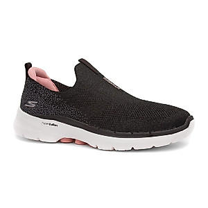 Skechers Women's GO Walk 6-Glimmering Sneaker, Black/Pink, 8.5