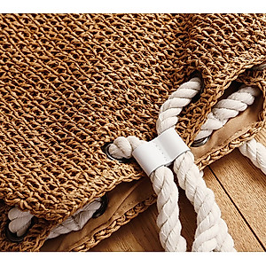 TONWHAR® Campus Fashion Straw Shoulder Bag Beach Backpack Purse (Brown)