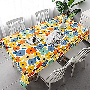 ASPMIZ Floral Tablecloth, Flowers Table Cloth for Spring Summer Fall Autumn, Waterproof Tablecloth for Kitchen Dining Room Picnic Party Banquet, Outdoor Indoor Use Table Cover, Rectangle 60 x 84 inch