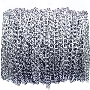 32.8ft 4.5mm Width Never Fade Aluminum Curb Chain Link Twisted Chains Metal Cable Chain Link Silver Jewelry Making Chain for DIY Making Bracelet Necklace