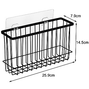 Toplife Wall Door Adhesive Kitchen Wrap Organizer Rack, No Drilling, Black - Set of 2