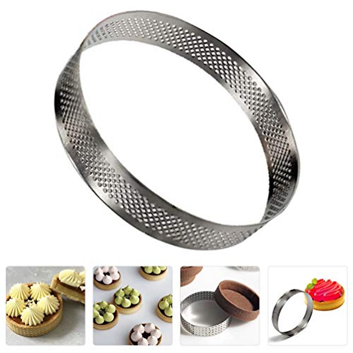 GARNECK Stainless Steel Tart Ring Cake Mousse Ring Round Cake Molds Cake Rings Perforated Cutter Round for Home Kitchen Bakeware 15CM