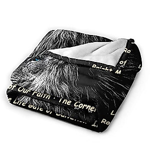 Bible Verse Blanket Christian Gifts (80x60inch)- Religious Throw Blanket Soft Lightweight Cozy Plush Warm Lion Blankets for Women Men