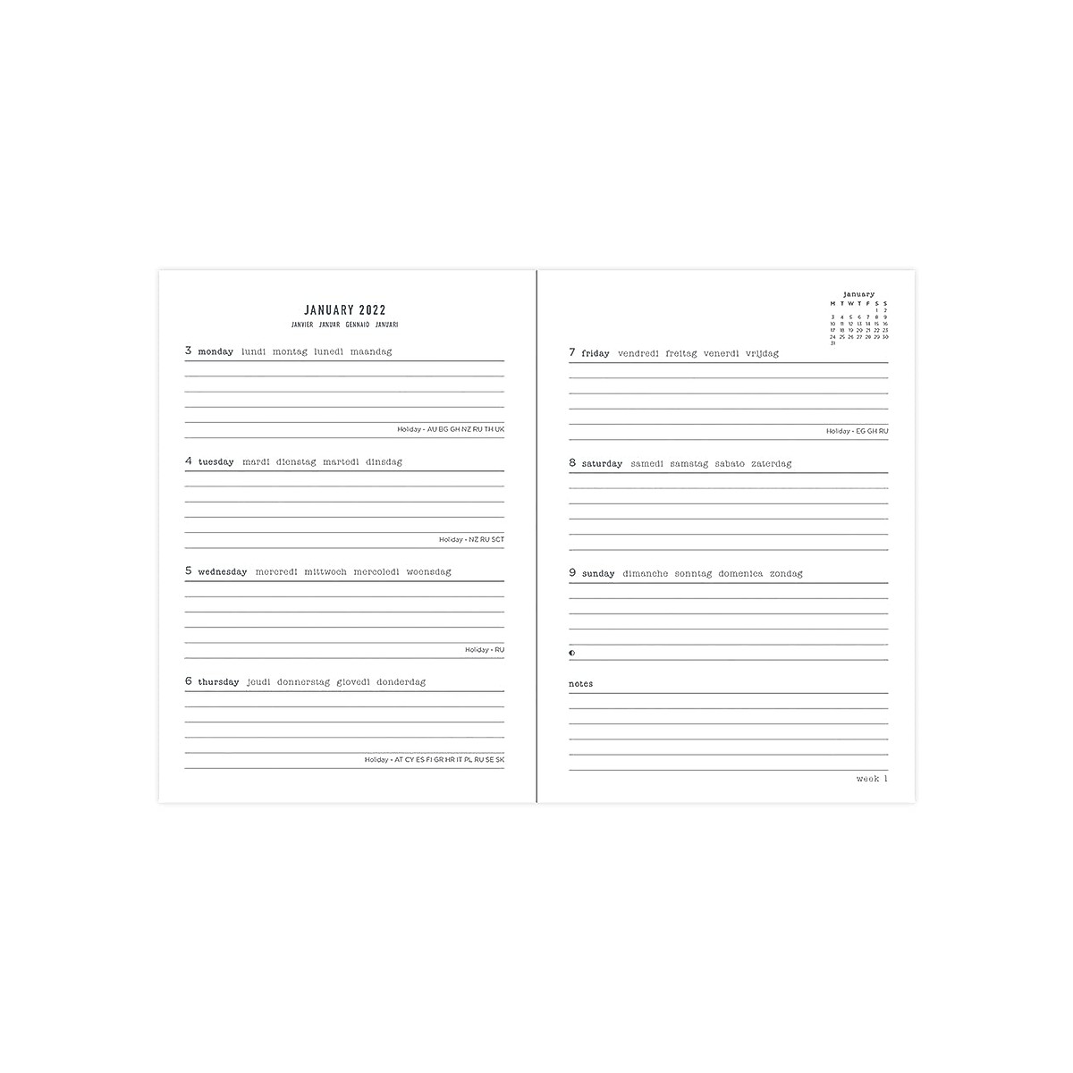 Letts Mineral A6 Week to View 2022 Diary - Lavender