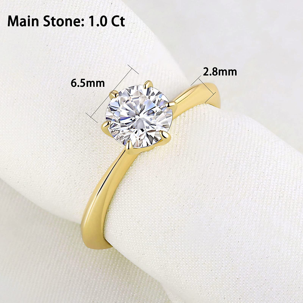 Blongme1 Carat Moissanite Rings for Women Ring Enhancers Wedding Ring Sets Wedding Band Bridal Rings Sets for Women 925 Sterling Silver Yellow Gold Size 6