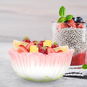 LIFKOME Ceramic Bowl Cute Cartoon Cabbage Bowls Easter Party Bowls Rice Bowls Salad Bowls Soup Bowls Saucer Serving Plate Dish Platter For Dessert Appetizers Pastas Fruits Dinner