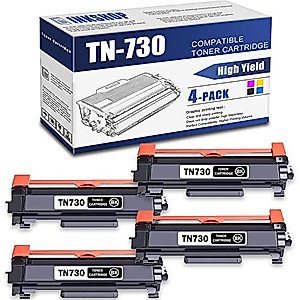 TN730 Compatible TN-730 Black Toner Cartridge Replacement for Brother TN-730 DCP-L2550DW MFC-L2710DW HL-L2350DW HL-L2370DW HL-L2390DW Toner.(4 Pack)
