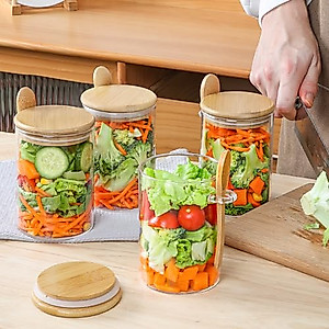 ComSaf 19oz Glass Jars with Lids and Spoons Set of 6, Sugar Coffee Containers Salt Spice Jars, Jars with Spoons for Loose Tea, Candy, Brown Sugar, Nuts, Overnight Oats Containers with Lids,