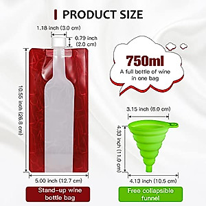 Foldable Wine Bag,Portable Wine Bottle Bag Flask, 12 Pack Collapsible Liquid Leak Proof Flask Holder,Reusable Wine pouch for Gift Travel Camping BBQ Party Beach Hiking Home Kitchen(750ml)