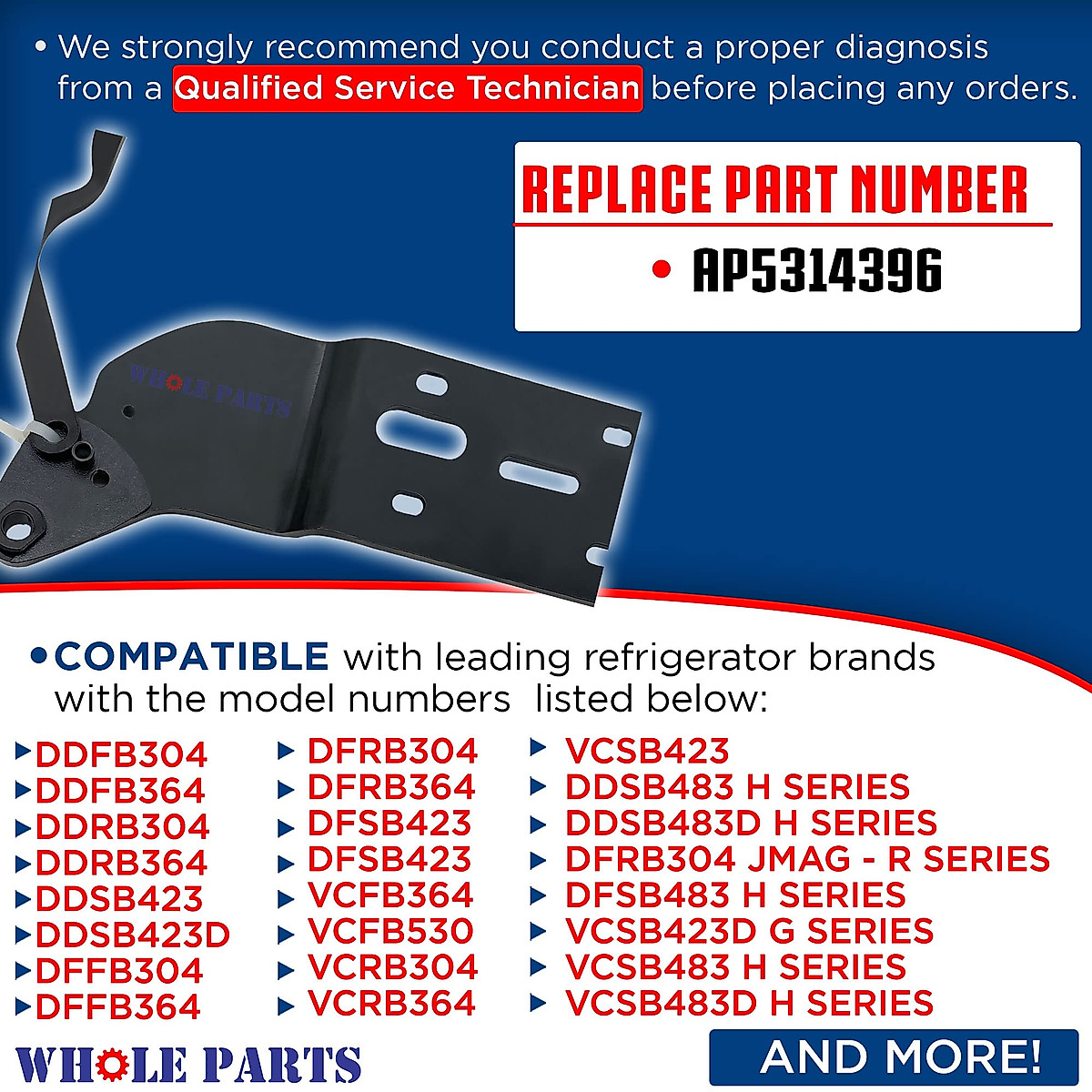 Whole Parts Refrigerator Hinge Assembly Lower Right Part# G3298648 - Replacement & Compatible with Some Viking Refrigerators - Refrigerator Parts & Accessories…