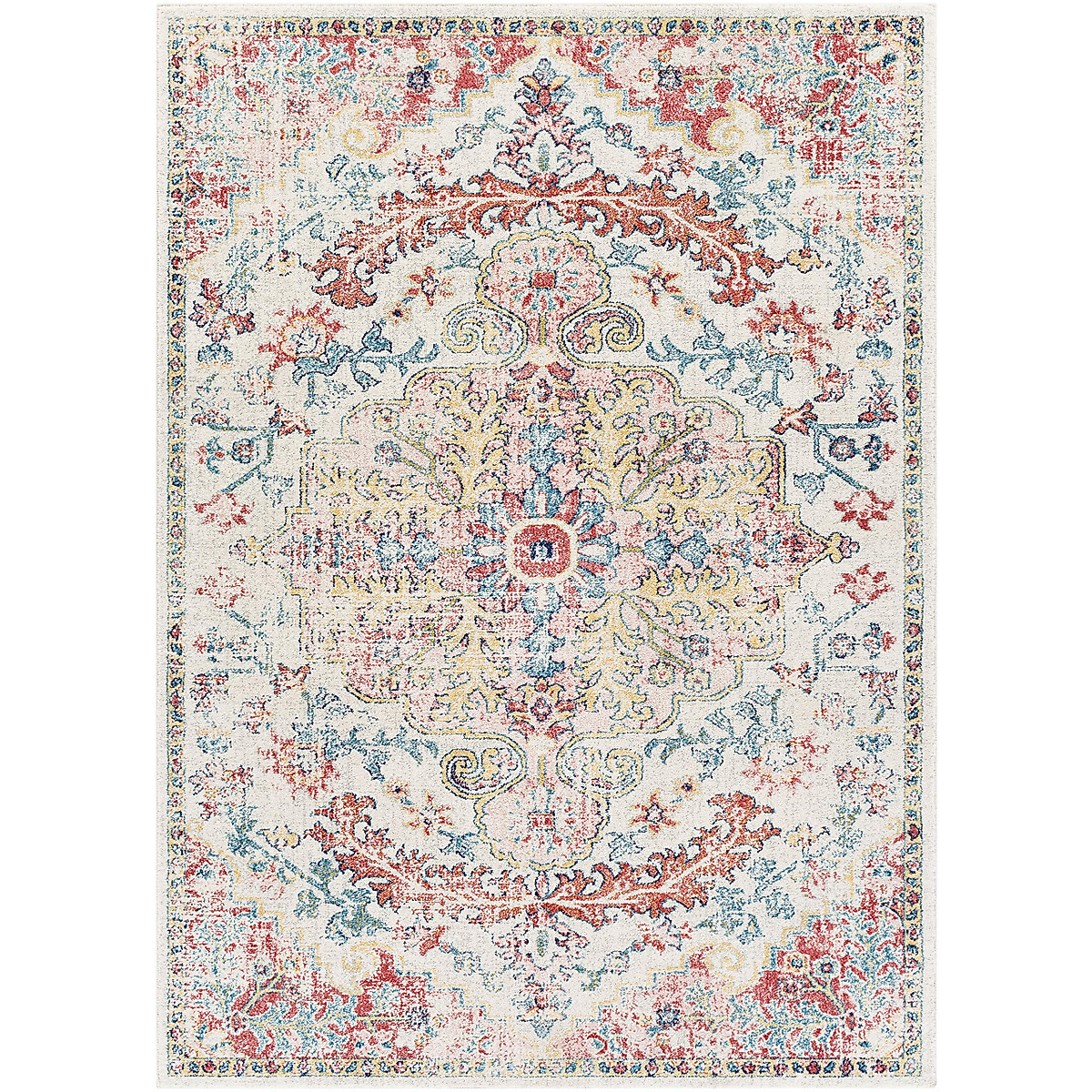 Livabliss Odelia Vintage Bohemian Area Rug,6'7" x 9',Blush/Yellow