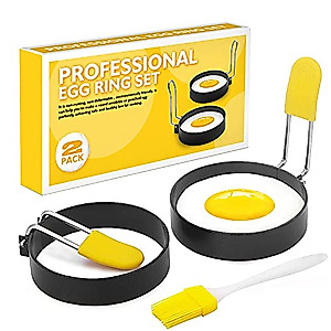 Round Egg Maker Ring 2 Pack, Nonstick Egg Rings for Frying Eggs and English Muffins, Egg Shaper for Frying Pan Cooking, Egg Molds for Griddle, Egg Circles for Breakfast Sandwich Burger