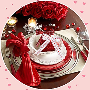 6 Rolls Valentine's Day Ribbon Set Organza Love Heart Printed Grosgrain Satin Ribbon for Wreaths Bows DIY, Gift Wrapping, Wreath, Wedding Decorations on Valentine's Day (98.4 Ft ，33Yards)