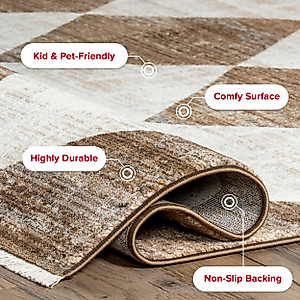 nuLOOM Fringed Performance Indoor Area Rug, Power Loomed, Easy Clean, Durable, Non-Shed, 5' x 8', Meline Beige