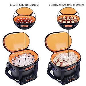 TOURIT Soft Cooler 20 Cans Leak-Proof Soft Pack Cooler Bag Waterproof Insulated Soft Sided Coolers Bag with Cooler for Hiking, Camping, Sports, Picnics, Sea Fishing, Road Beach Trip