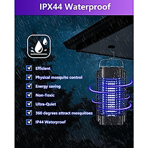 topwowe Bug Zapper Outdoor, Electric Mosquito Insect Killer Fly Zapper Mosquito Zapper for Backyard, Home, Garden, Patio, Camping, Black