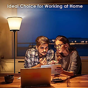 Floor Lamp for Living Room, Simple Modern Black Floor Lamp for Bedroom Office, 3 Color Temperatures Tall Standing Floor Lamp with Foot Switch, (9W LED Bulb, White Lampshade Included).