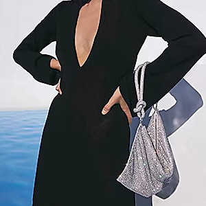 Women's Rhinestones Purses Silver Evening Bag Crystal Clutch Wedding Party Sparkly Hobo Bags for Women (silver)