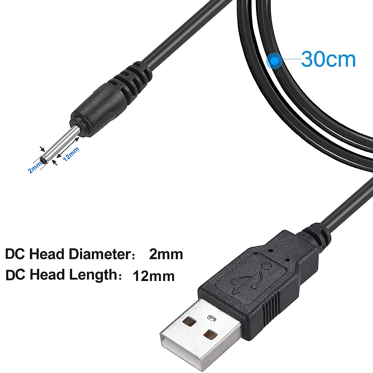 USB DC Charger Charge Charging Cable for Mini S530 Smallest Invisible Wireless Bluetooth Earbuds Earphones Headphones Headset and Bluetooth Shower Speaker