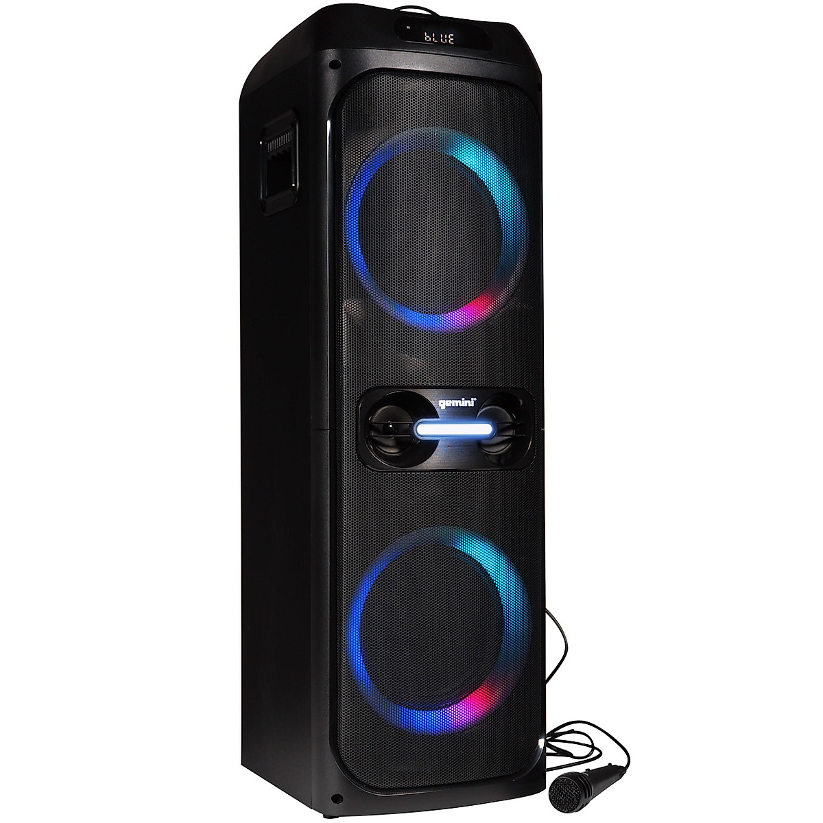 Gemini Sound GHK-2800-4800W Party Speaker with Bass Boost, LED Lights & Voice-Changing Effects, Bluetooth Karaoke, Includes Microphone & Remote