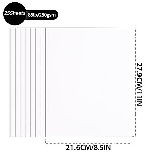 White Cardstock - 8.5'' x 11'' 85lb Cover Card Stock Heavyweight Paper Perfect for Scrapbooks, Art, Crafts, Business Cards 25 Sheets 250g UAP13WH