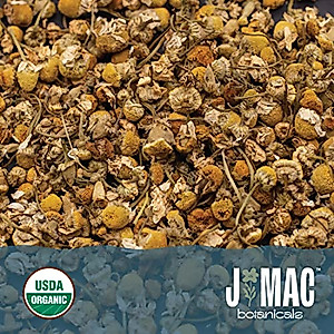 J Mac Botanicals, Organic Chamomile Flowers (4 oz), Certified Organic by Organic Certifiers, Inc. Whole Dried Chamomile flowers, Loose Leaf Organic Chamomile Tea, Chamomile Tea, chamomile flowers