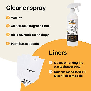 Litter-Robot Supply Kit by Whisker - Includes 30 Cleaner Wipes, 25 Waste Drawer Liners, Cleaner Spray & 6 OdorTrap Refill Packs, For Use with Litter-Robot, the Self-Cleaning Cat Litter Box