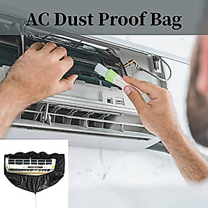 Air Conditioning Bag, Wall-Mounted Waterproof Air Conditioner Protector Bag Washing Cover for Home Office, Black