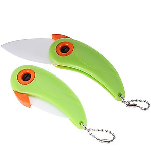 TOPINCN Ceramic Paring Knife Mini Kitchen Fruits Vegetable Ceramic Folding Handle Pocket Knife Camping Knives Cutting Tools 4 Colors (Green)