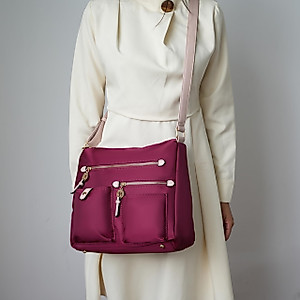 MKF Collection Crossbody Bag for Women, Nylon PocketBook Handbag Shoulder Bag Zipper Purse By Mia K