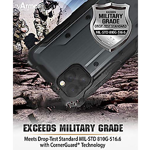 Vena vArmor Rugged Case Compatible with Apple iPhone 11 Pro Max (6.5"-inch 2019), (Military Grade Drop Protection) Heavy Duty Holster Belt Clip Cover with Kickstand - Space Gray