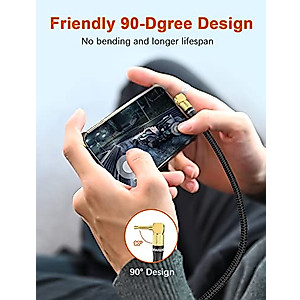 VANAUX 90 Degree Right Angle Aux Cable Male to Male 3.5mm Audio Cable Stereo Aux Cord Compatible with Laptop, Smartphone, Music Player,Tablets,Speakers (3.3feet/1m)