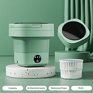 Kripyery 6.5Liter Convenient Washer, Foldable Mini Washer, Suitable for Washing Small Items Such as Baby Clothes, Underwear, Towels, Socks, for Dormitory, Camping Green