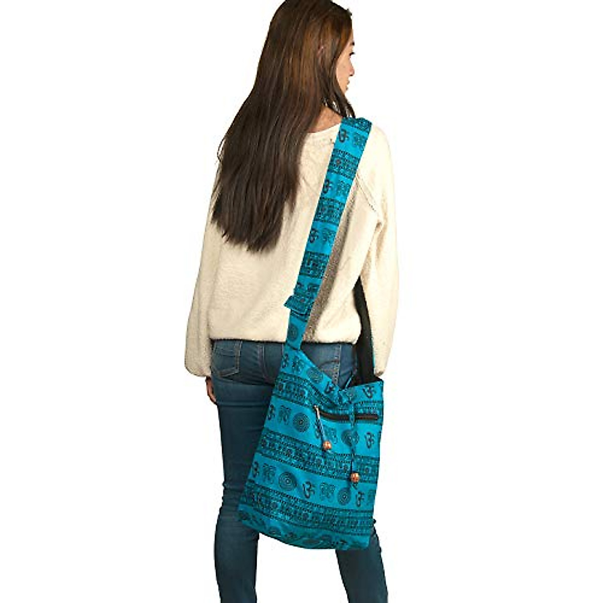 Blue Patchwork Handmade Crossbody Large Hobo Shoulder Bag Hippie Boho Fashion Everyday Unique