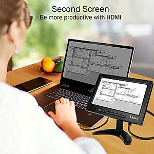 Dcorn 8 Inch Mini Monitor,Small HDMI Monitor 1280x720 16:9 IPS Metal Housing Computer Monitor Support HDMI/VGA/AV/BNC Input with Wall Bracket&Remote Control,178 Full Viewing w/Speaker