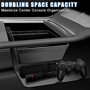 XINTUO 5Pcs Center Console Organizer Tray Compatible for Tesla Model Y Accessories 2025 2024-2021 Armrest Hidden Drawer Storage Box Cup Holder (Not Compatible for Model 3 2024)