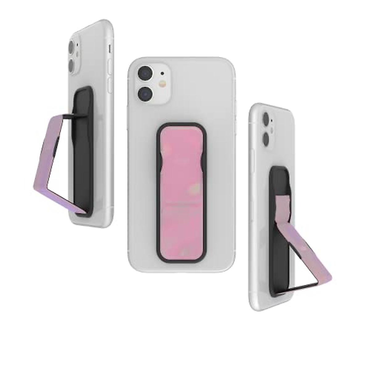 CLCKR Phone Grip and Expanding Stand, Universal Color Match Phone Grip Holder with Multiple Viewing Angles for iPhone 14/13/12, Samsung Galaxy S22 and More, Phones, Tablets, Holographic Pink