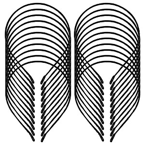 Lawie 20 Pack Black Satin Cloth Fabric Covered Thin Slim Hard Metal Headband 0.5CM Plain Wire Hair band Elastic Skinny Hair Hoop Holder Tiara Crown Base for Women Men Crafting DIY Accessories