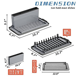 Midyb Dual Part Dish Drying Rack for Kitchen, Multifunctional Draining Rack Holder with Drainboard, Tableware Bowl Saucer Storage System, Household Dish Drainer for Countertop
