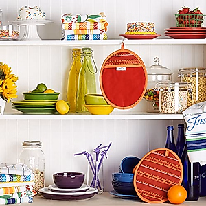 Fiesta Sierra Pot Holder 2-Pack Set, Red/Orange/Yellow, 8"x10" Oval