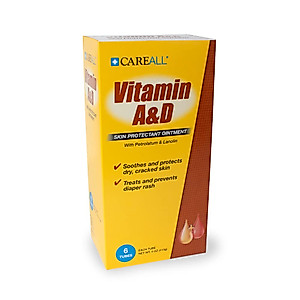 (6 Tubes) CareALL 4oz Vitamin A&D Ointment with Lanolin Diaper Rash and Skin Protectant
