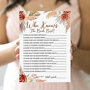 Levfla Boho Bridal Shower Games - Set of 6 (50 pcs Per Game), with Tropical Bohemian Bride to Be Sash + 4 PCS Marker Pens, Suitable for Pampas Bridal Shower, Terracotta Bachelorette Party