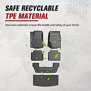 A & UTV PRO Floor Mats & Cargo Mat Liner for 2021 2022 2023 2024 Jeep Grand Cherokee L, All Weather 3-Row TPE Material Bed Mat Slush Liner Accessories, Replace OEM # 82216590AA, 82216149AC, Black