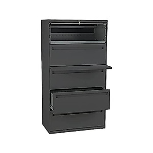 HON 785LS 700 Series Five-Drawer Lateral File w/Roll-Out & Posting Shelf, 36w, Charcoal